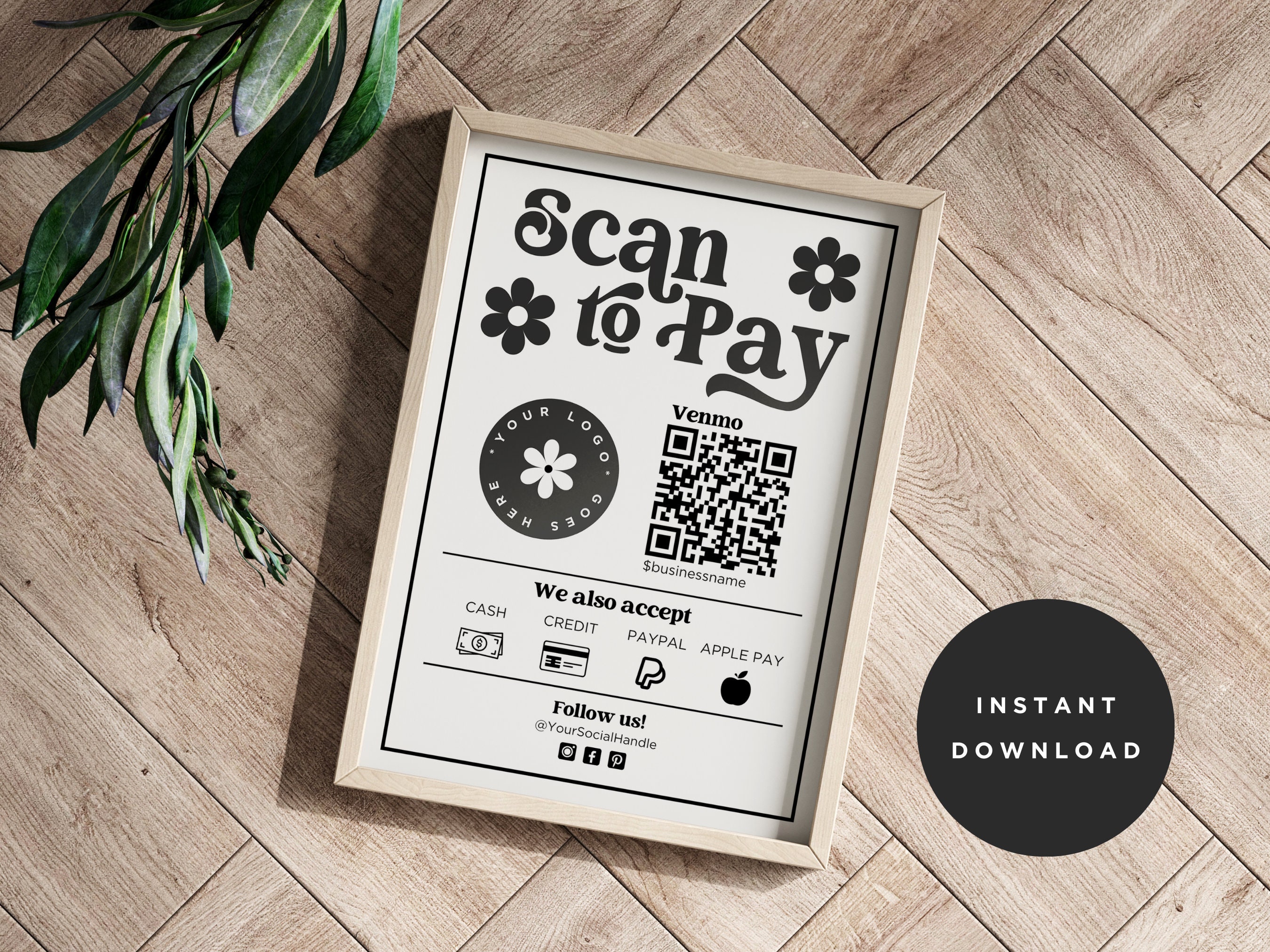 Custom QR Code Sign Business | Editable Scan to Pay Template Canva ...