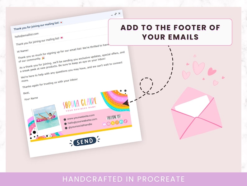 Pink Email Signature Template Canva | Cute Email Signature for Teacher ...