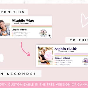 Rainbow Email Signature Template Canva | Minimal Email Signature With ...