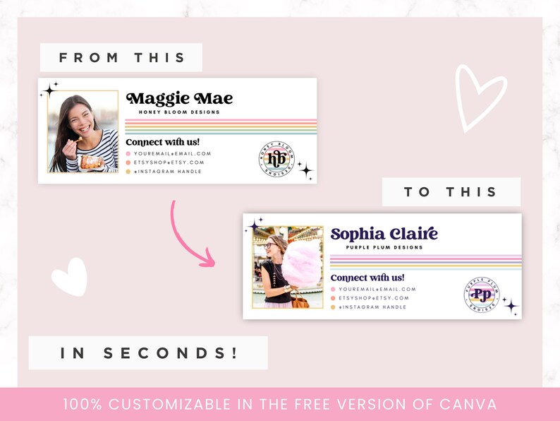 Rainbow Email Signature Template Canva | Minimal Email Signature With ...