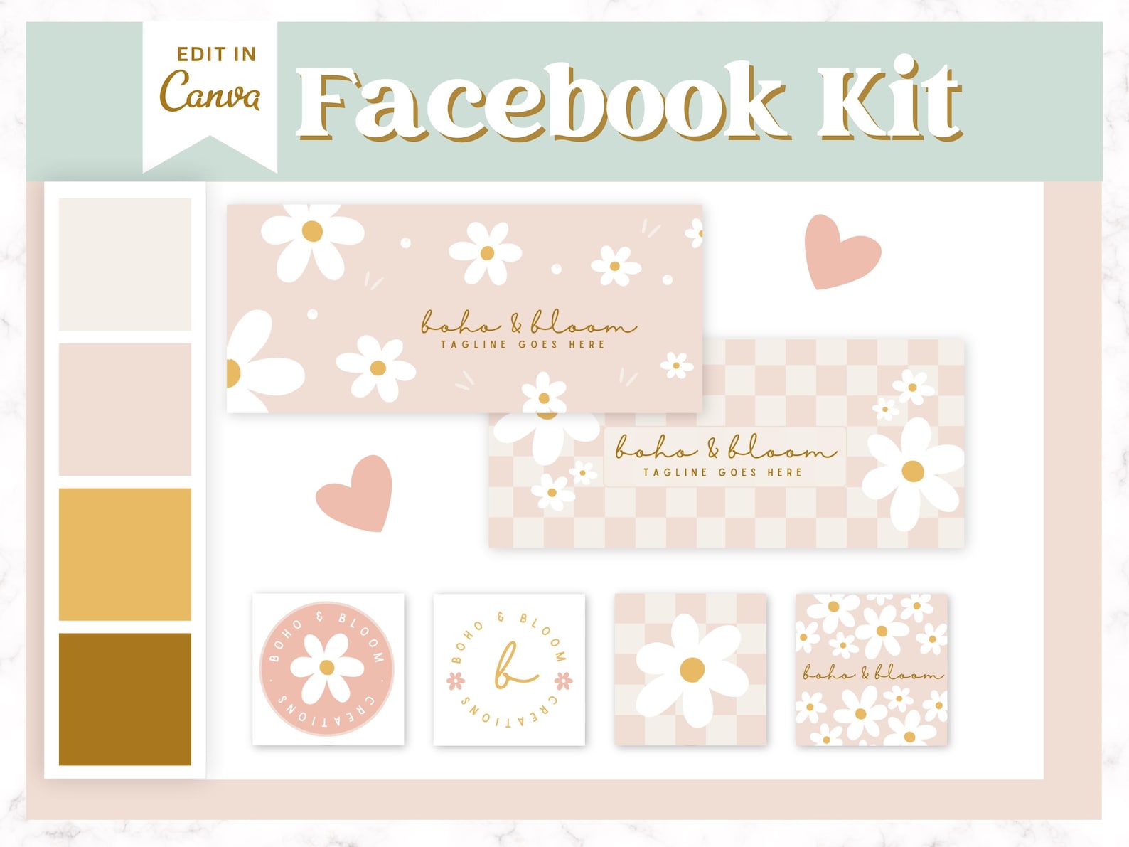 Daisy Facebook Cover Template, Business Facebook Group Cover, Flower ...