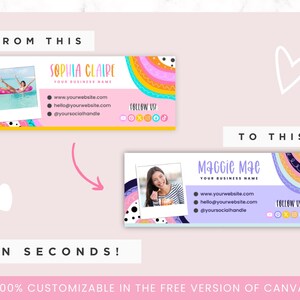 Pink Email Signature Template Canva | Cute Email Signature for Teacher ...