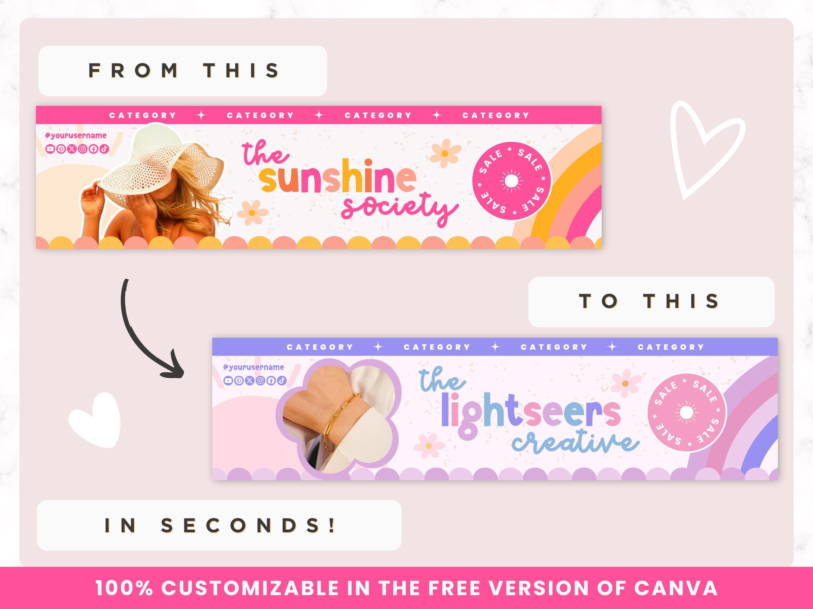 Etsy Shop Kit Pink, Cute Etsy Shop Banner Summer Colors, Fun Bright ...