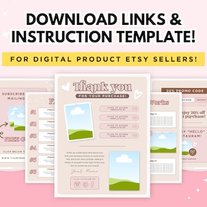 Etsy Digital Product Thank You Template, Digital Download Link Template ...