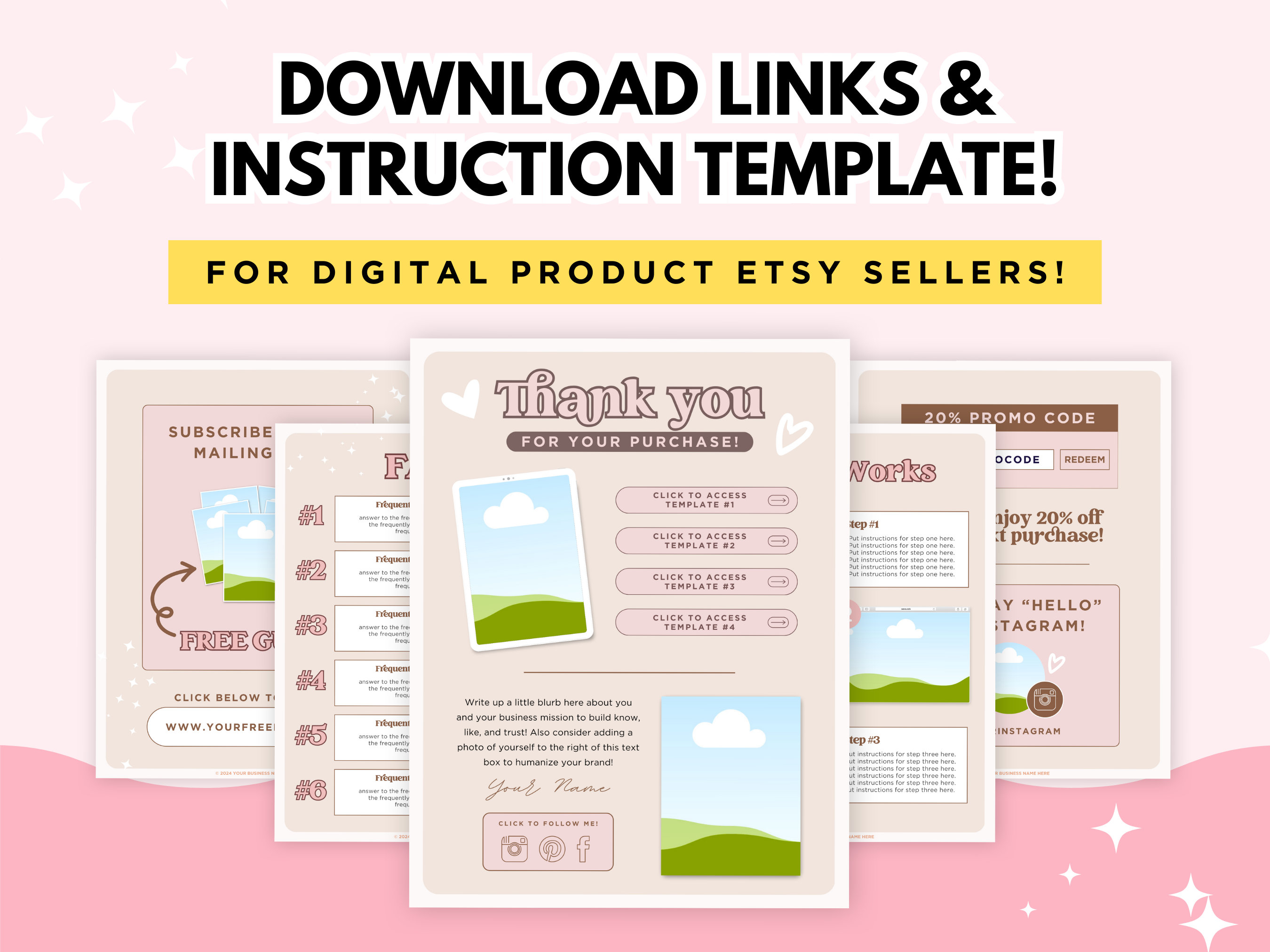 Etsy Digital Product Thank You Template, Digital Download Link Template ...