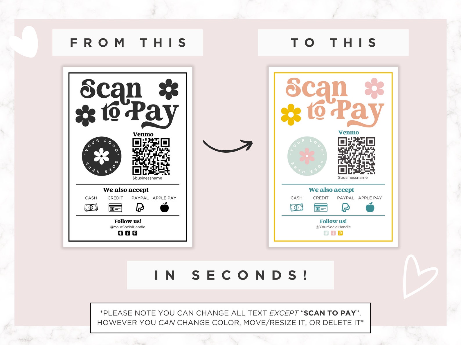 Custom QR Code Sign Business | Editable Scan to Pay Template Canva ...