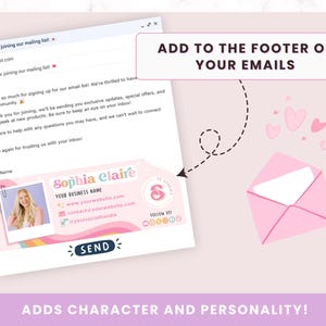 Cute Email Signature Template, Pink Canva Email Template, Boho Email ...