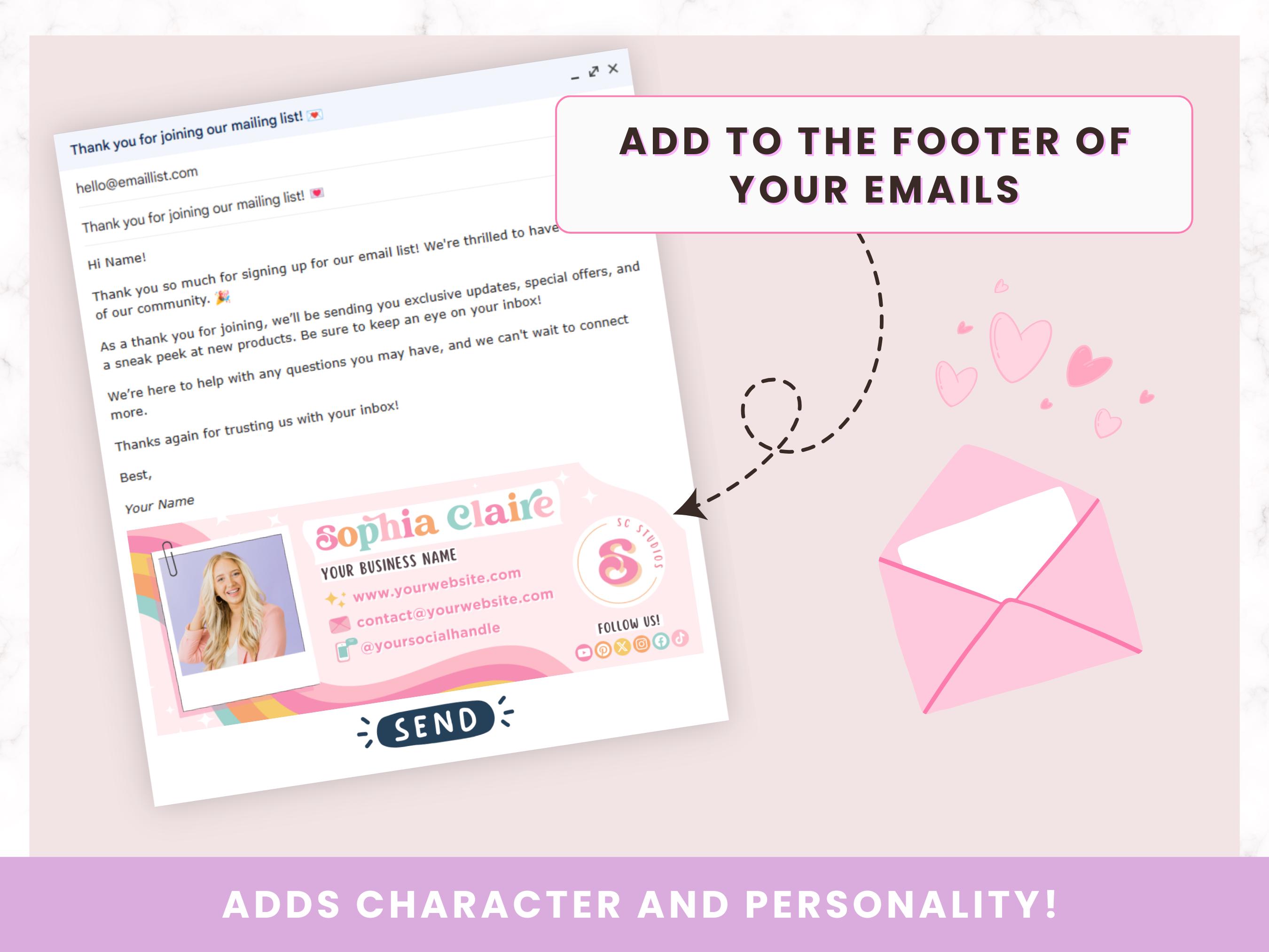 Cute Email Signature Template, Pink Canva Email Template, Boho Email ...