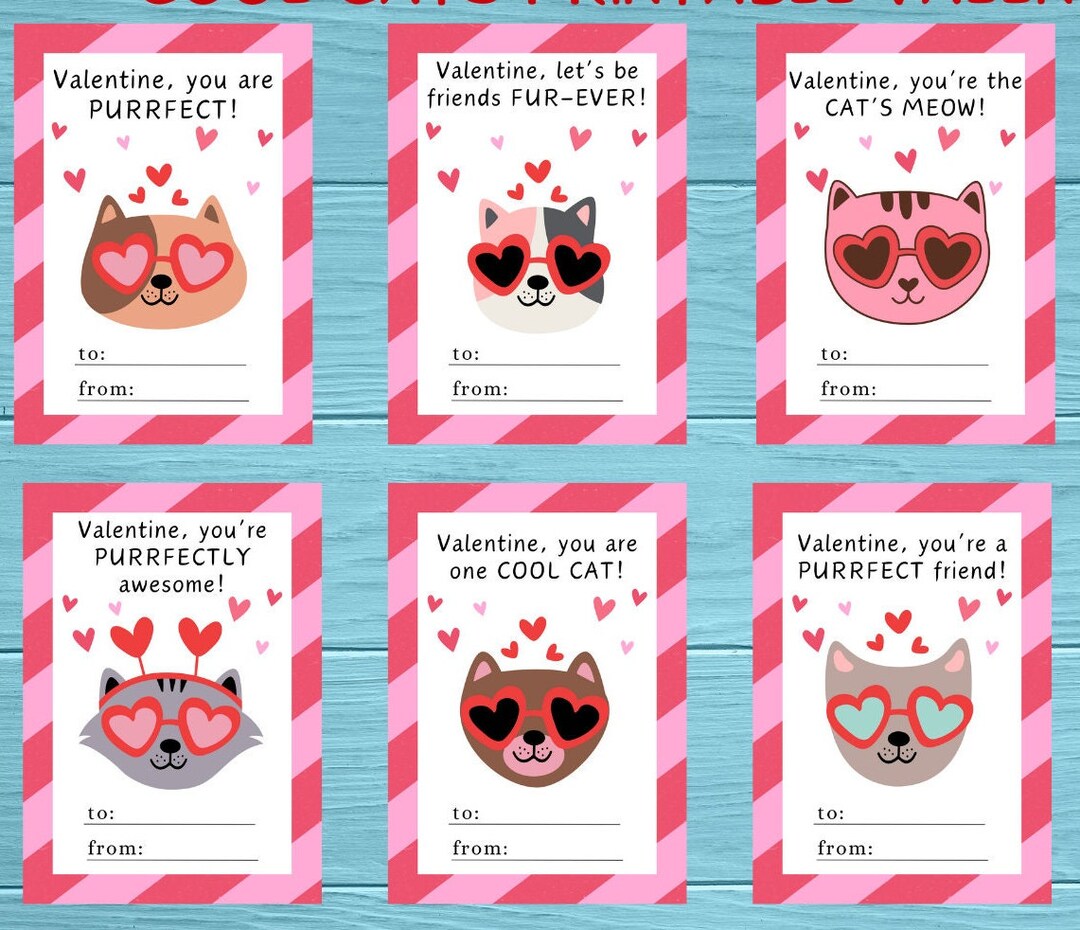 Cool Cats Valentine Cards - Etsy