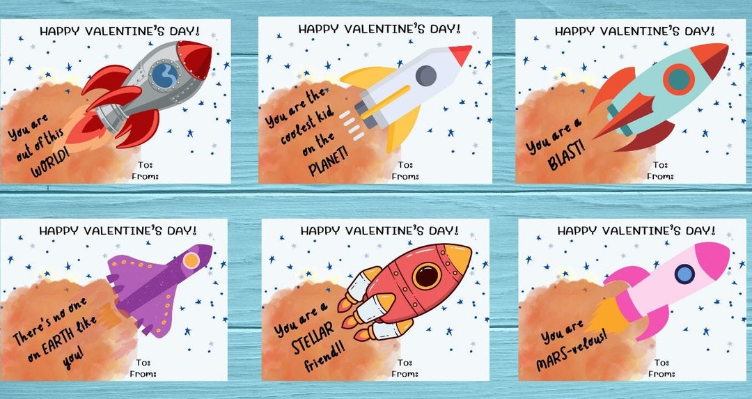Rocket Ship Valentine Cards - Etsy