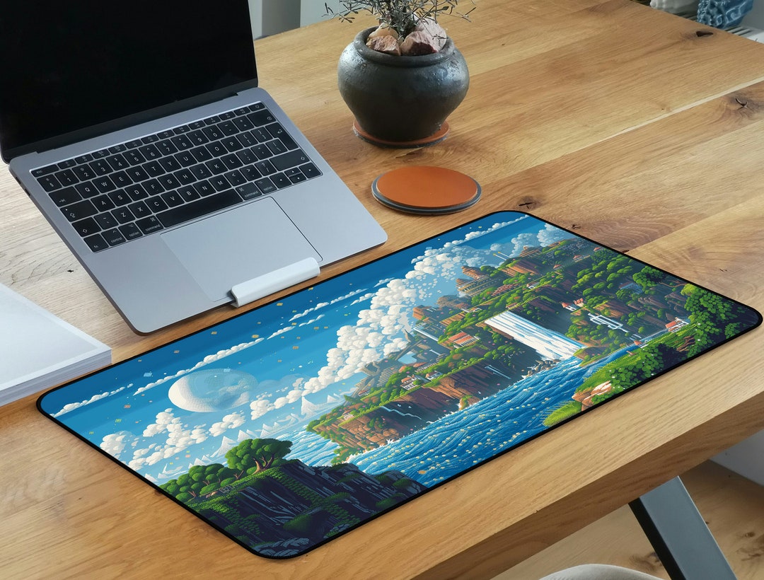 Pixel Art Paradise Desk Mat, Vibrant Home Decor, Work Aesthetic, Cute ...