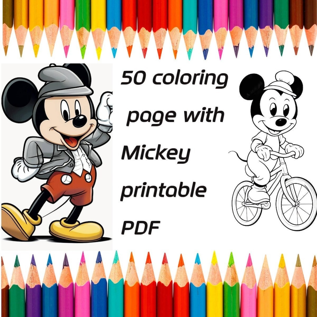 50 Mickey Coloring Pages, Coloring Pages Printable А4, Instant Download ...
