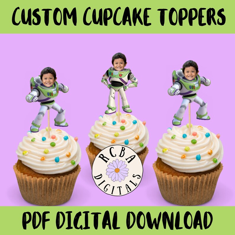 Buzz Cupcake Toppers, Digital Download, PDF, Printable, DIY, Party ...