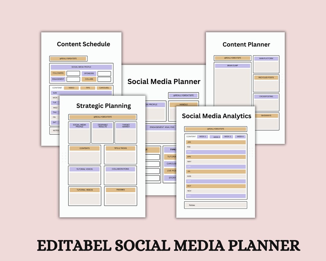 Editable Social Media Planner Social Media Analytics Strategic Planning ...