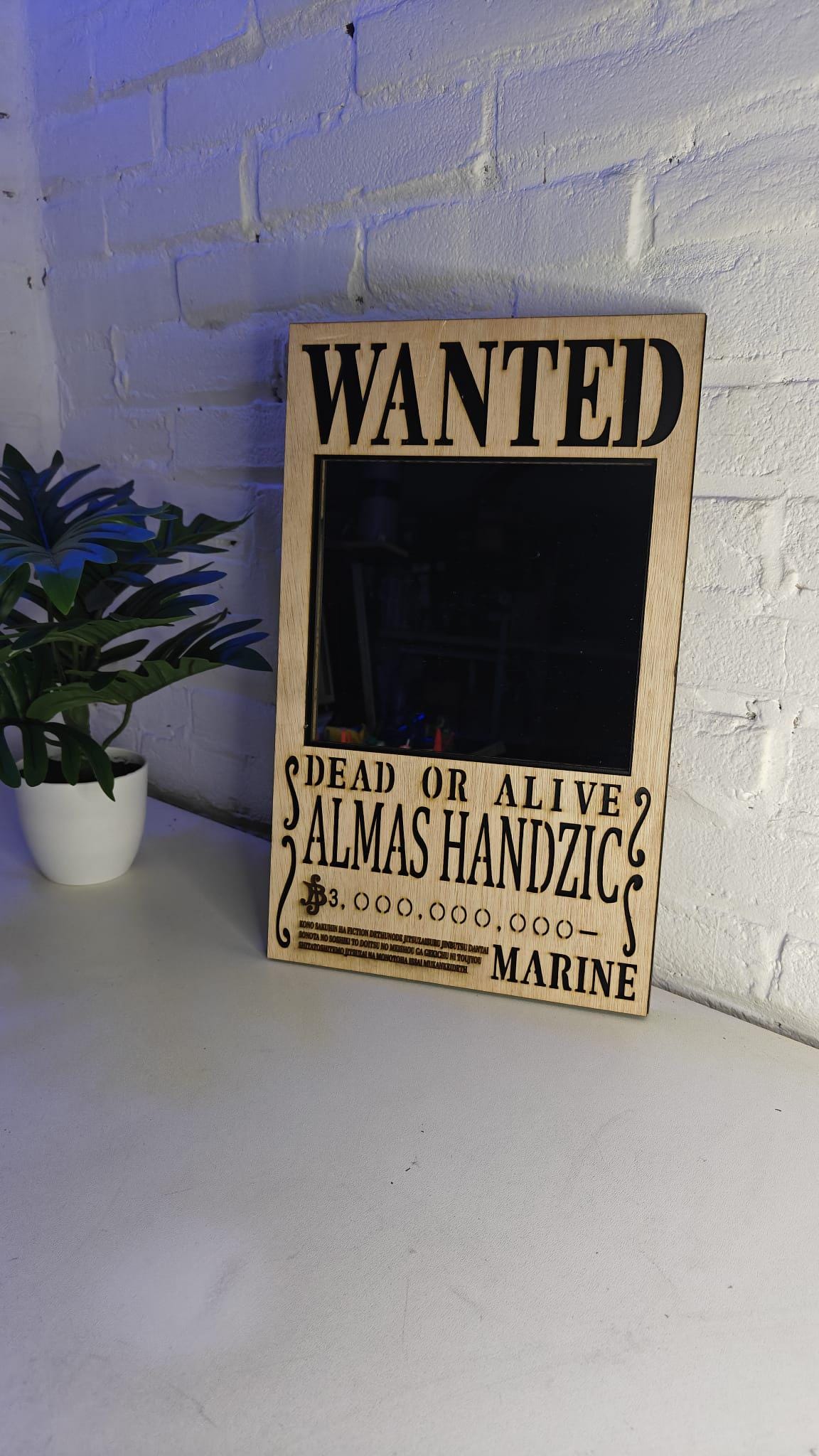 Personalized Wanted Poster Mirror – Custom Wooden Engraved Wall Decor ...