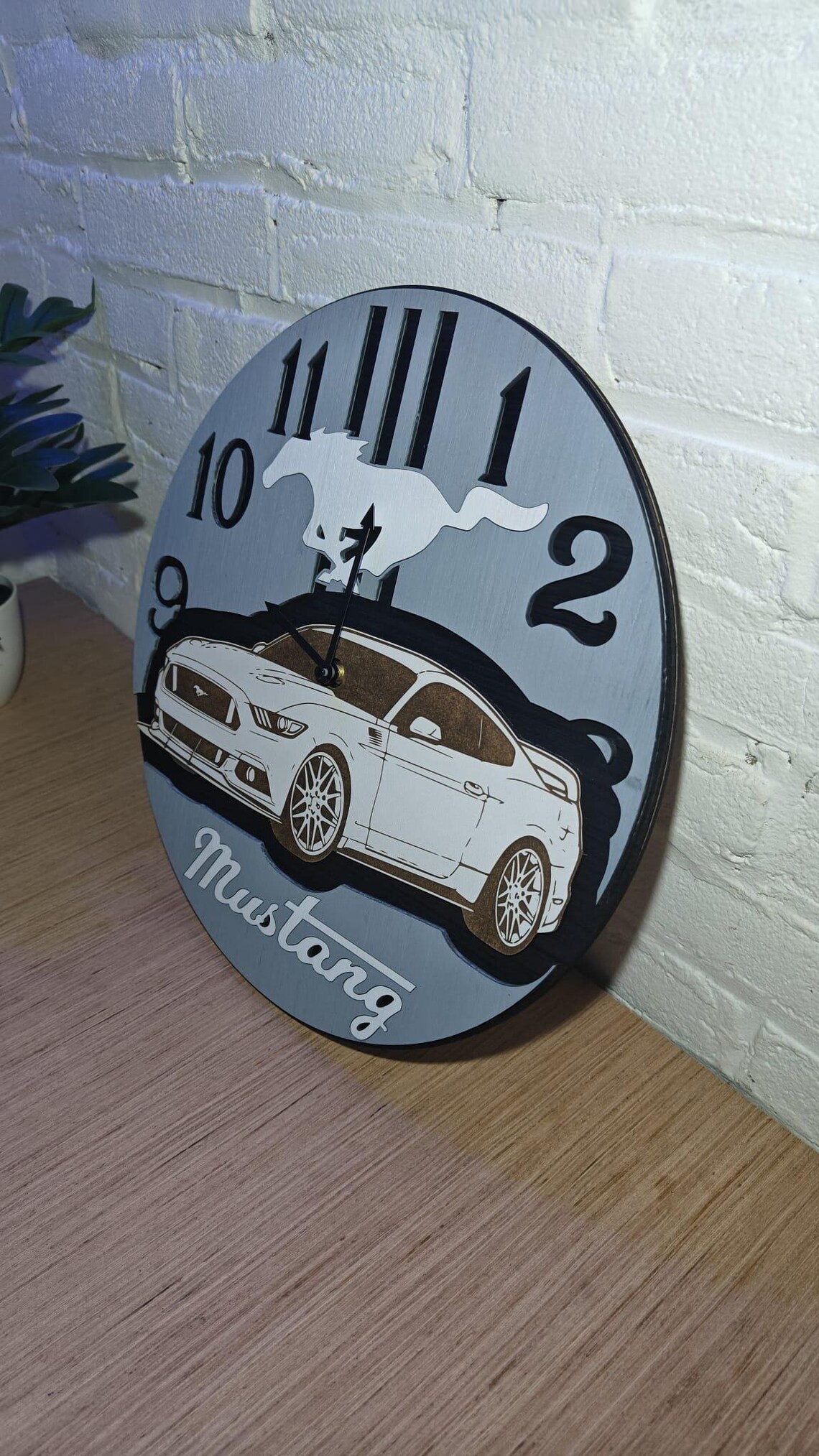 Laser Cut Wooden Ford Mustang Clock – Garage Decor, Car Enthusiast Gift ...