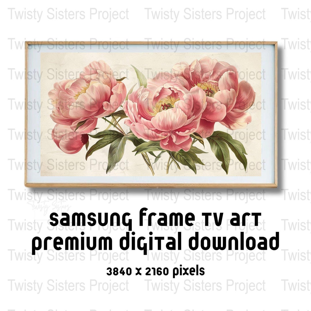 Vintage Peony Art Print, Floral Digital Download for Samsung Frame TV ...