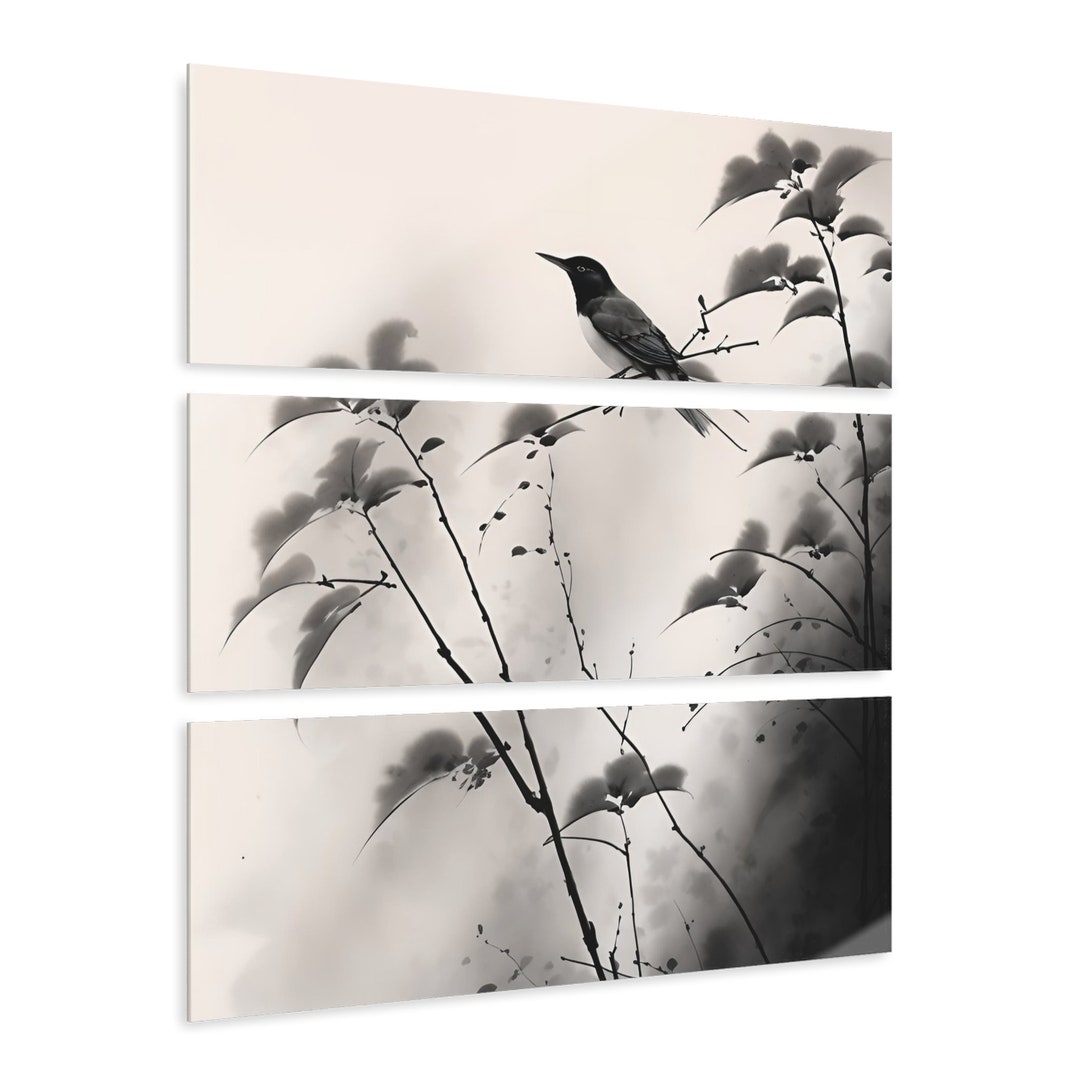 Black and White Bird Triptych Wall Art 3-piece Set - Etsy
