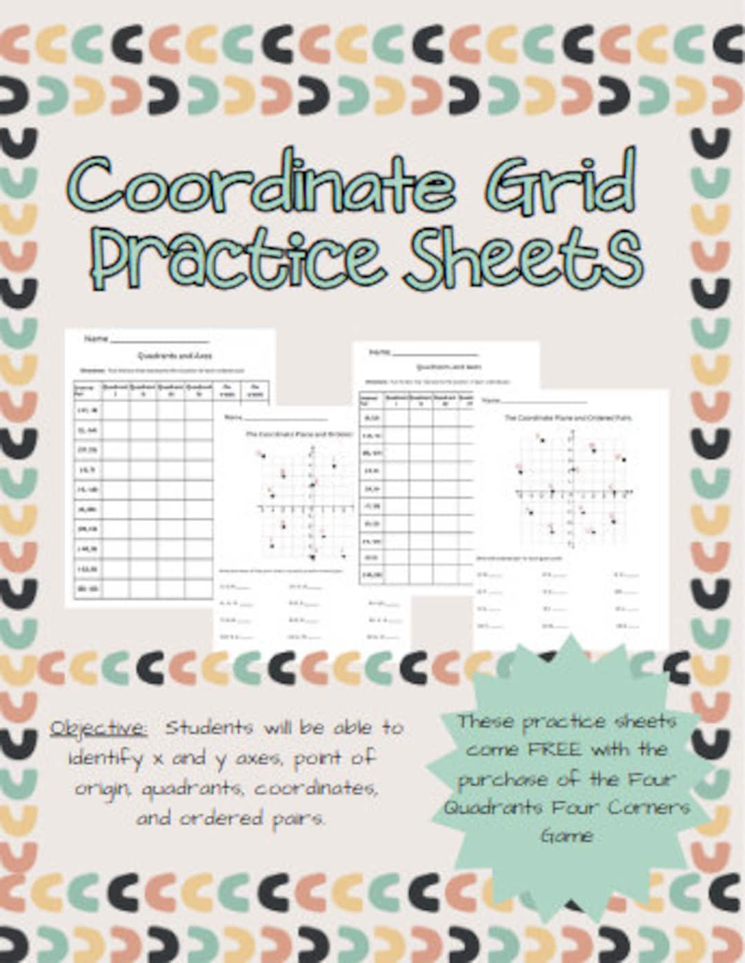 Coordinate Grid Practice Sheets - Etsy