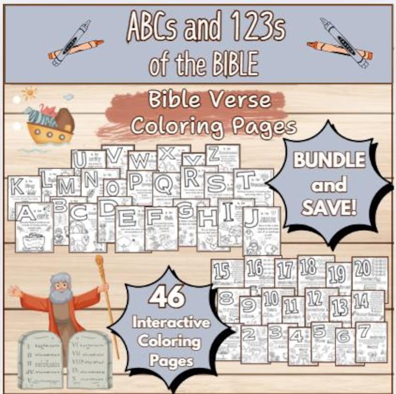 Bible Verse-alphabet and Counting Numbers Coloring Page BUNDLE-JW Kids ...