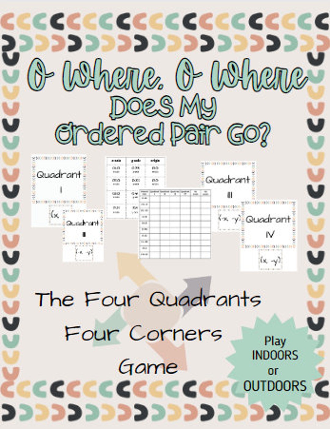 Four Quadrants Four Corners INDOOR or OUTDOOR Math Game - Etsy
