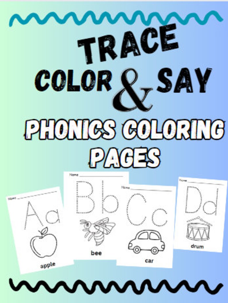 Alphabet Phonics Coloring Pages - Etsy