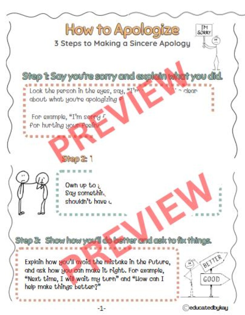How to Apologizesocial Emotional Character Education Lesson-school ...