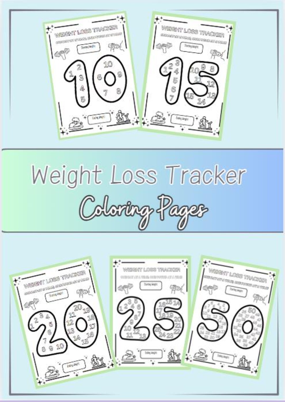 Weight Loss Tracker Coloring Pages - Etsy