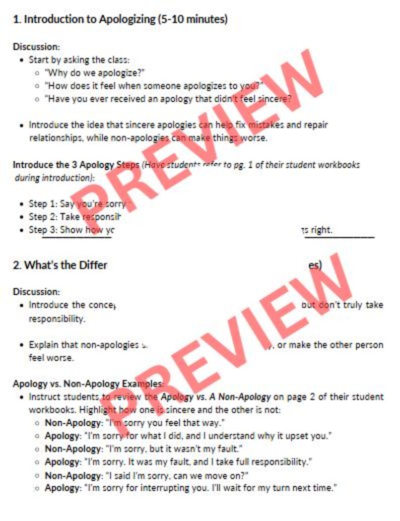 How to Apologizesocial Emotional Character Education Lesson-school ...