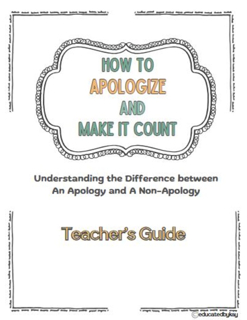 How to Apologizesocial Emotional Character Education Lesson-school ...