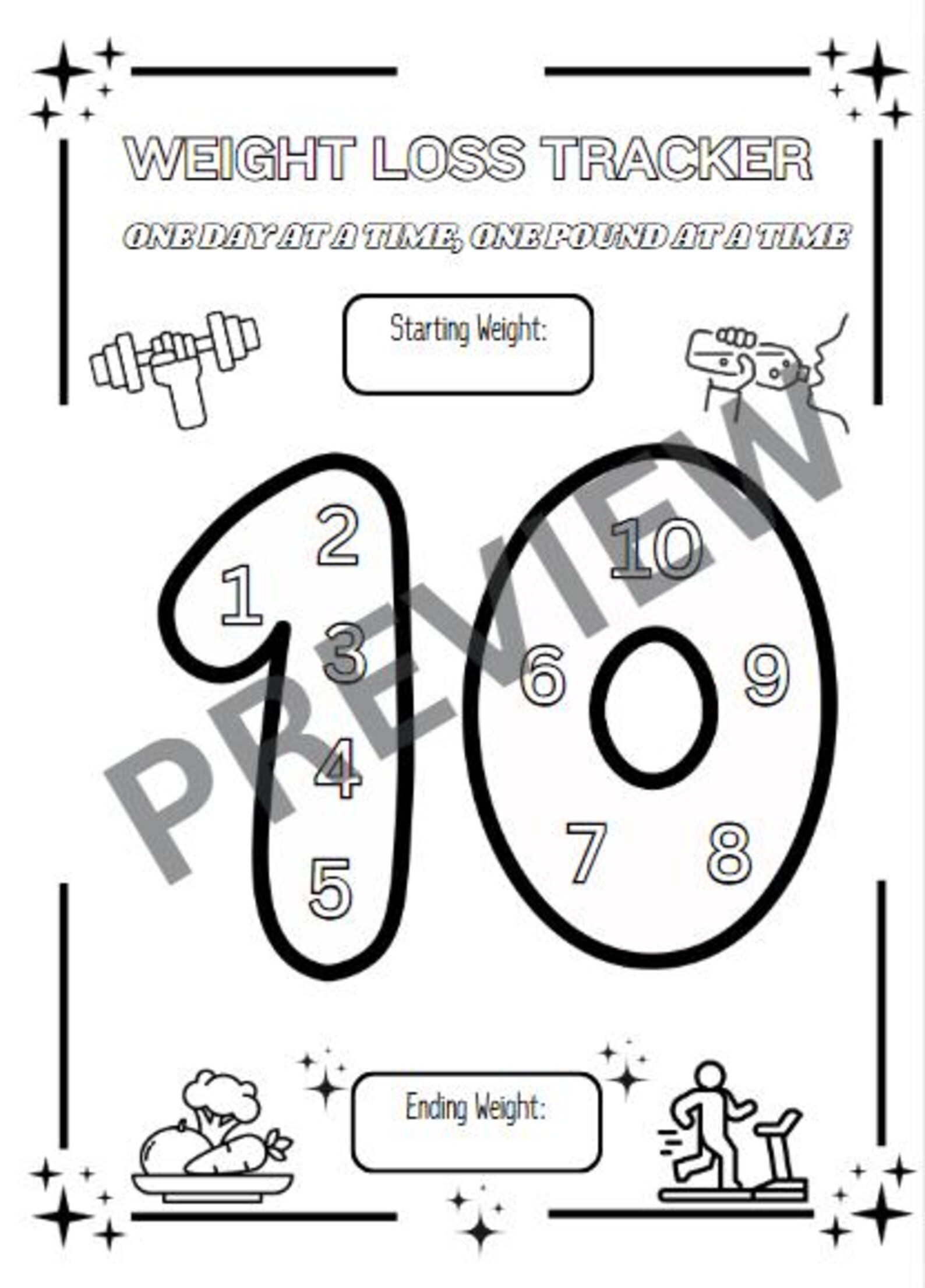 Weight Loss Tracker Coloring Pages - Etsy