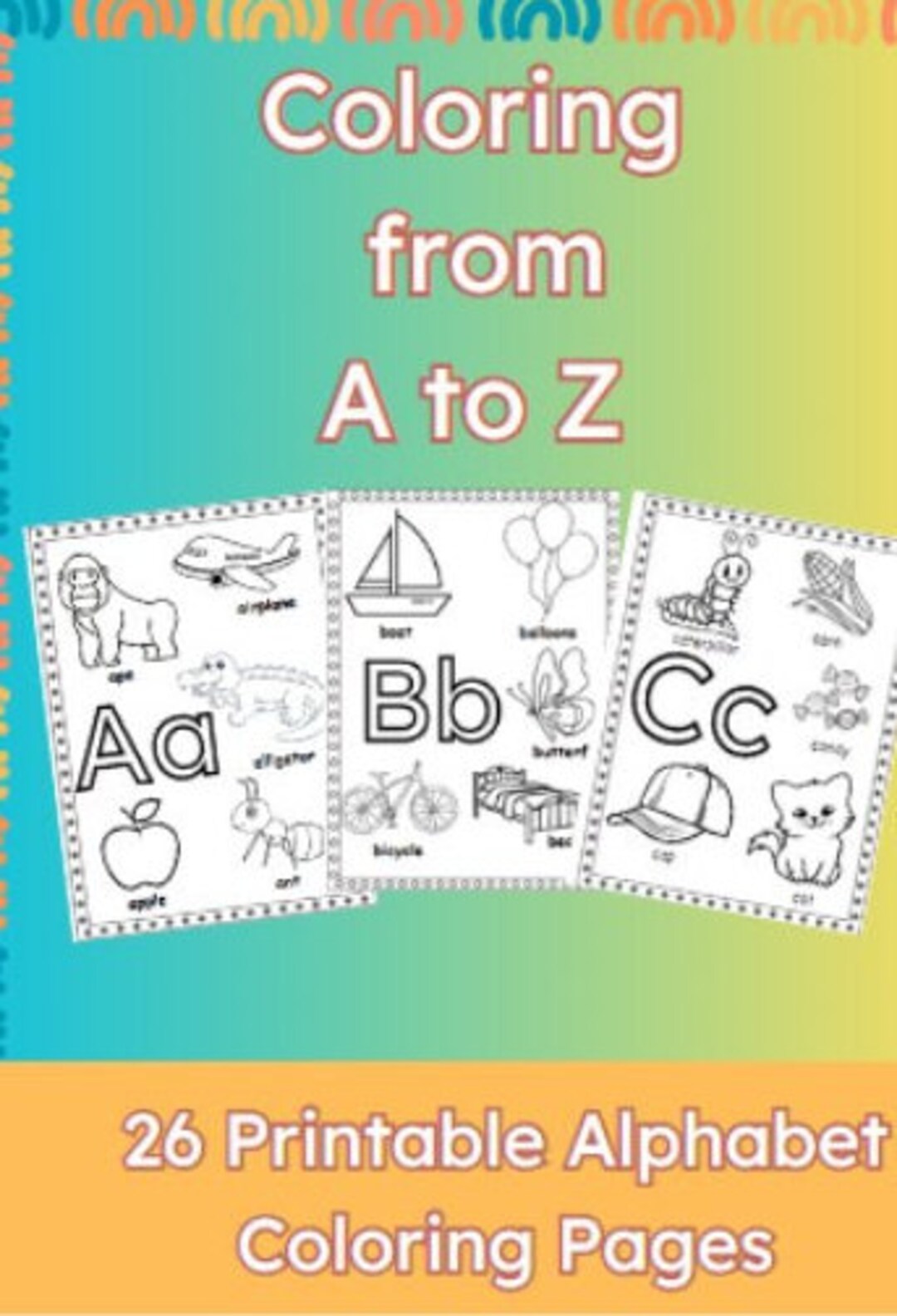Coloring From A to Z Printable Coloring Pages - Etsy Australia
