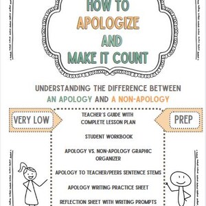 How to Apologizesocial Emotional Character Education Lesson-school ...