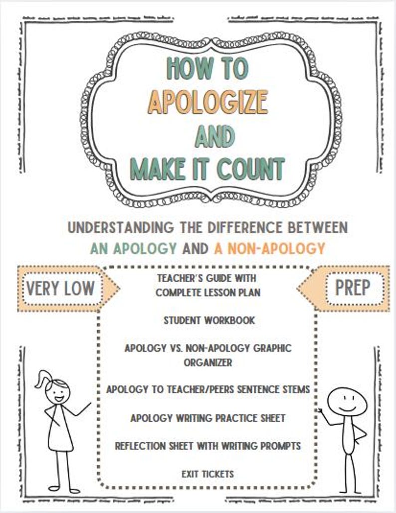 How to Apologizesocial Emotional Character Education Lesson-school ...