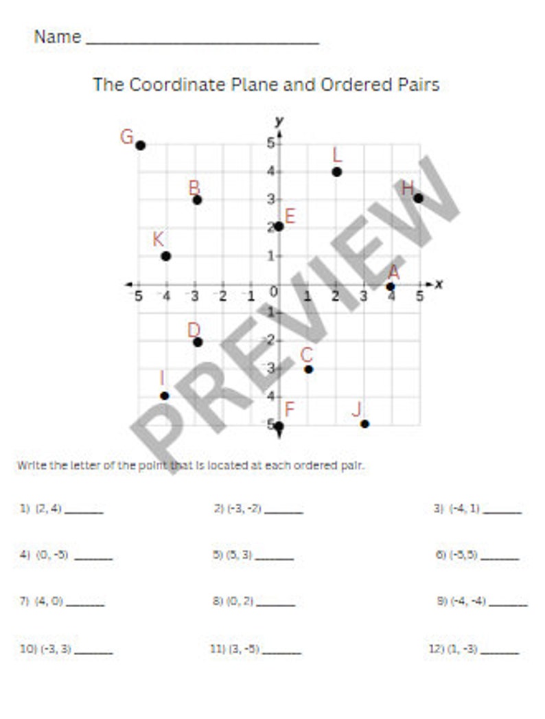 Coordinate Grid Practice Sheets - Etsy