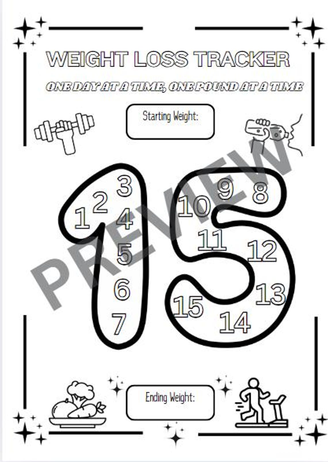 Weight Loss Tracker Coloring Pages - Etsy