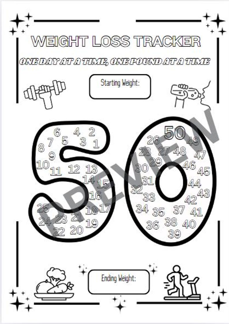Weight Loss Tracker Coloring Pages - Etsy