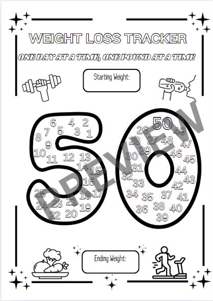 Weight Loss Tracker Coloring Pages - Etsy