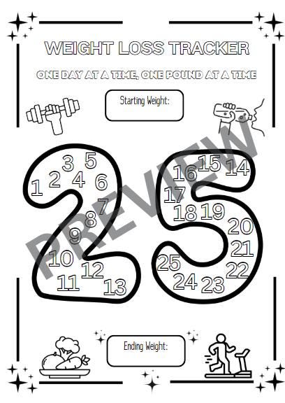 Weight Loss Tracker Coloring Pages - Etsy