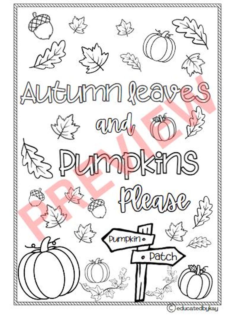 Fall Coloring Pages - Etsy