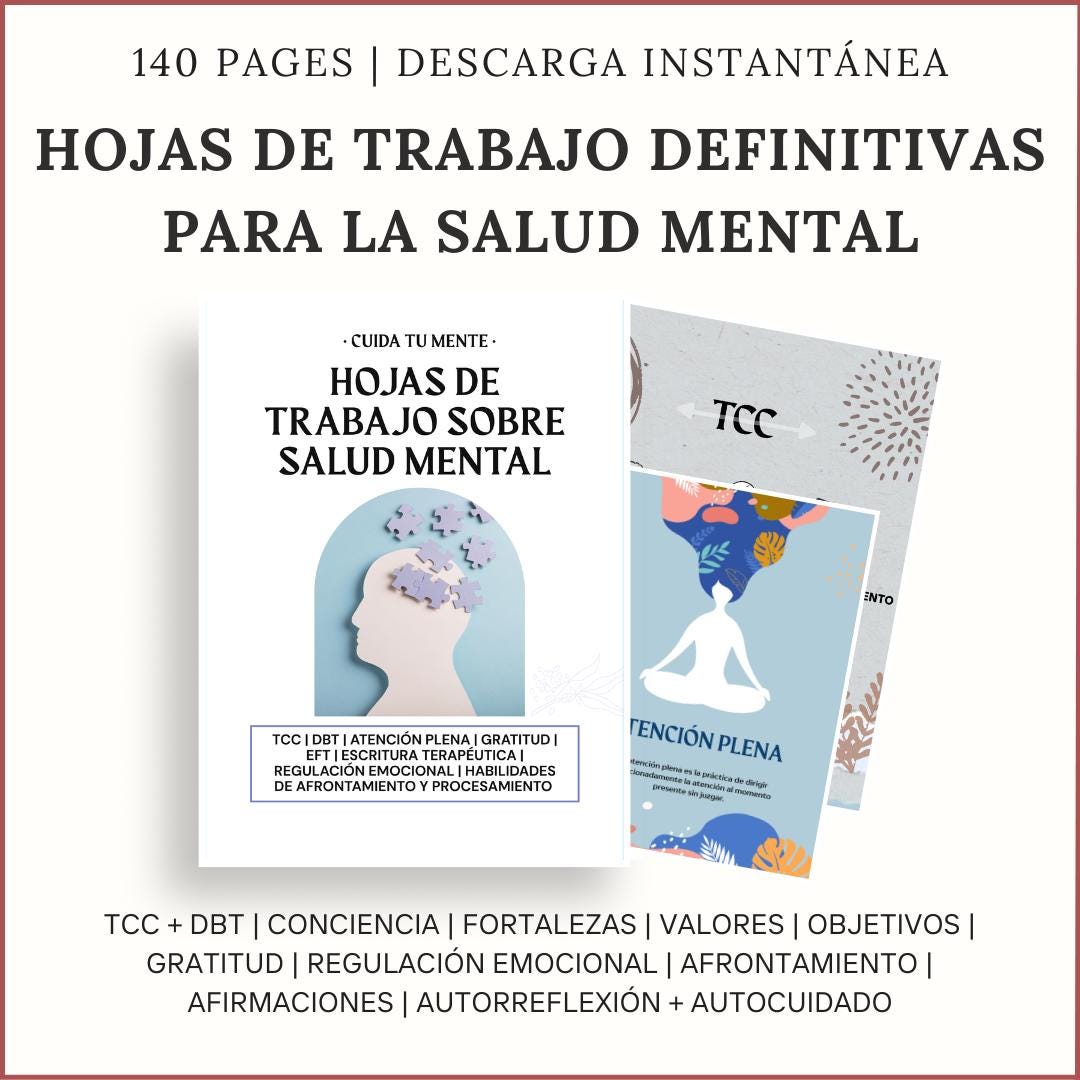Spanish Salud Mental Worksheets Bundle | CBT DBT Anxiety Regulation ...