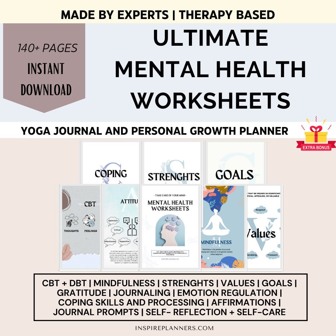 Mental Health Bundle, Therapy Bundle: Mental Health Worksheets for Self ...