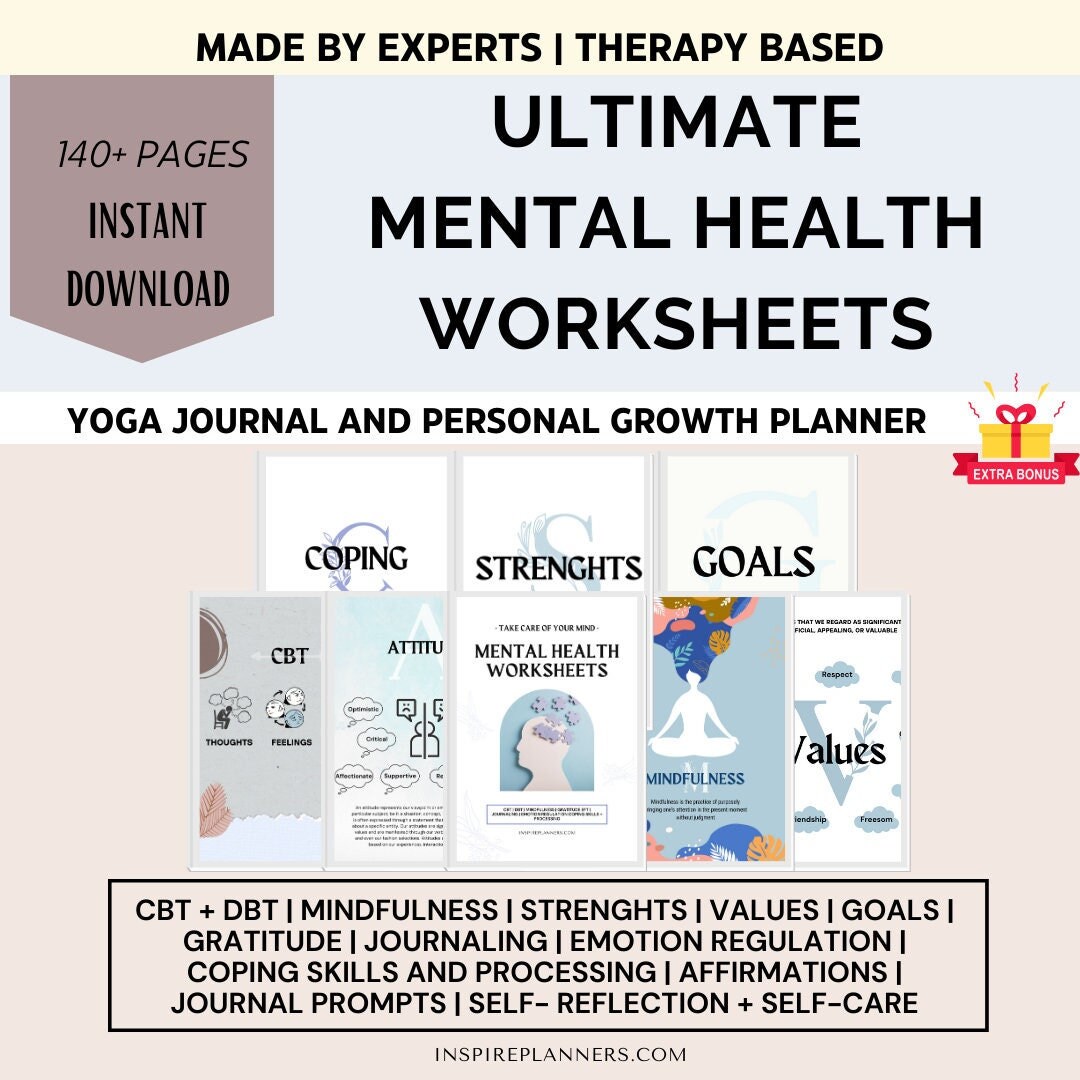 Mental Health Bundle, Therapy Bundle: Mental Health Worksheets for Self ...