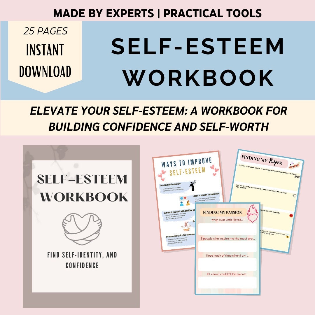 Self Esteem Therapy Worksheets, Confidence Builder, Office Decor, Teen ...