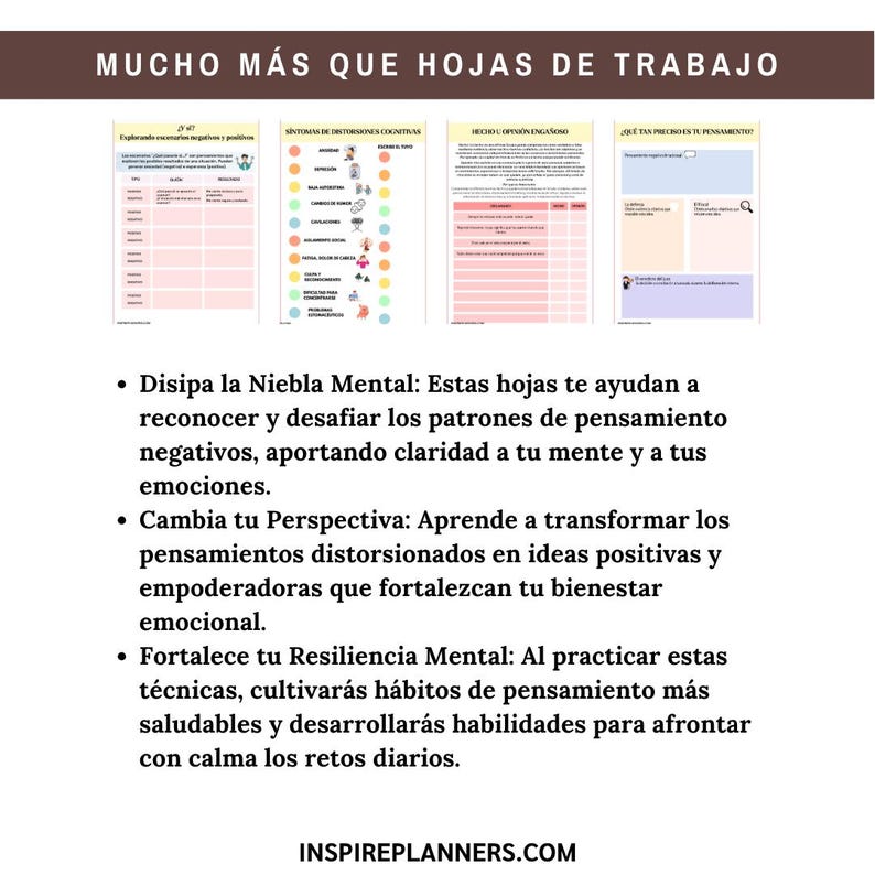 Spanish Cognitive Distortions Worksheets | CBT Therapy Resource (PDF ...