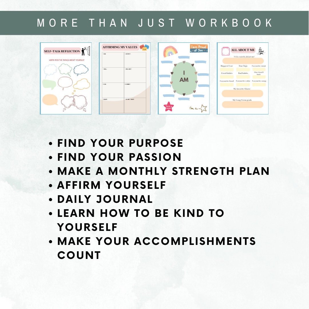 Self Esteem Therapy Worksheets, Confidence Builder, Office Decor, Teen ...