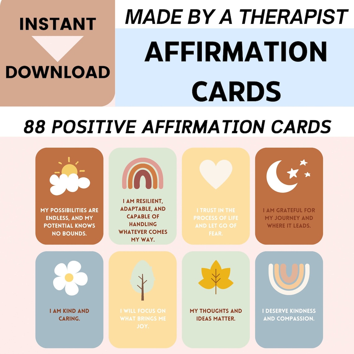 Positive Affirmation Flash Cards for Self-esteem, Confidence, and ...