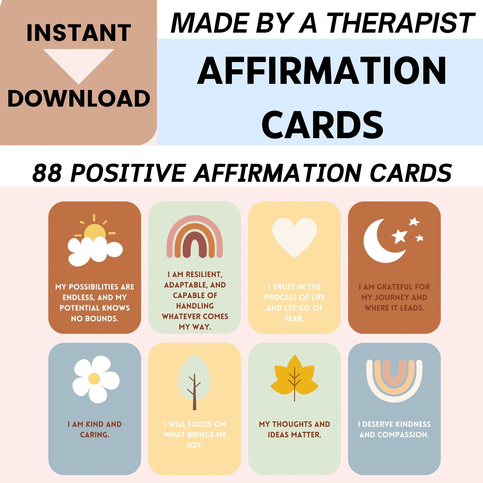 Positive Affirmation Flash Cards for Self-esteem, Confidence, and ...