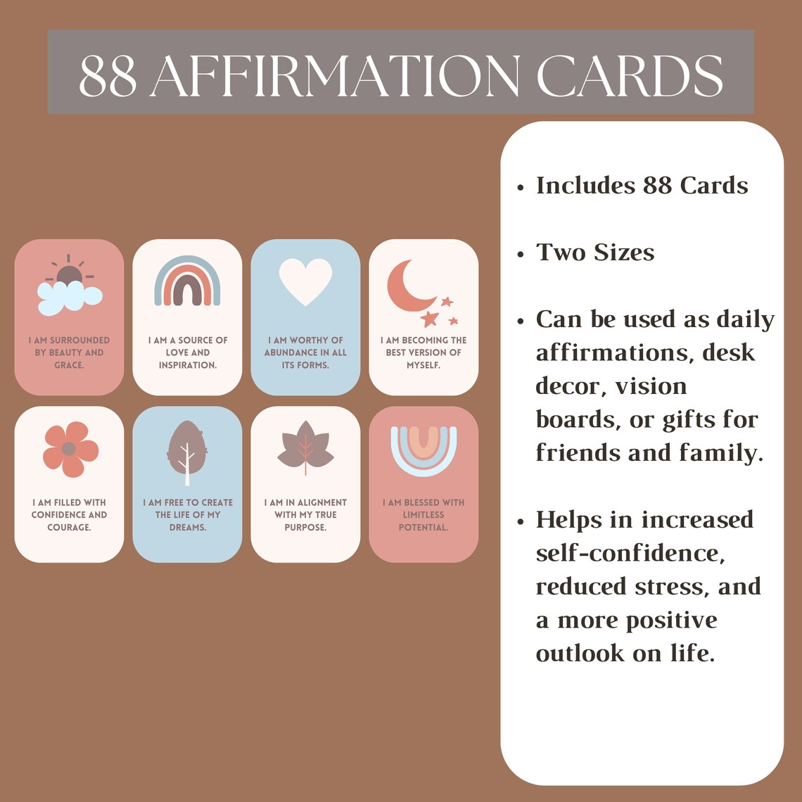Positive Affirmation Flash Cards for Self-esteem, Confidence, and ...