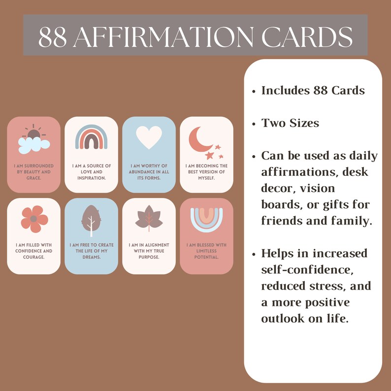 Positive Affirmation Flash Cards for Self-esteem, Confidence, and ...